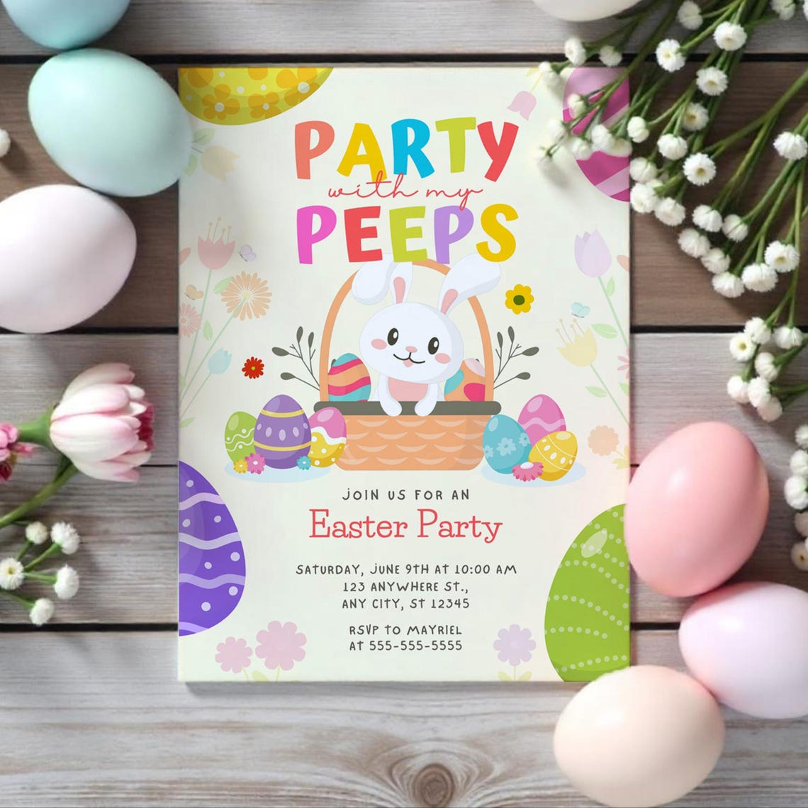 Editable Party With My Peeps Invitation, Easter Party Invitation ...