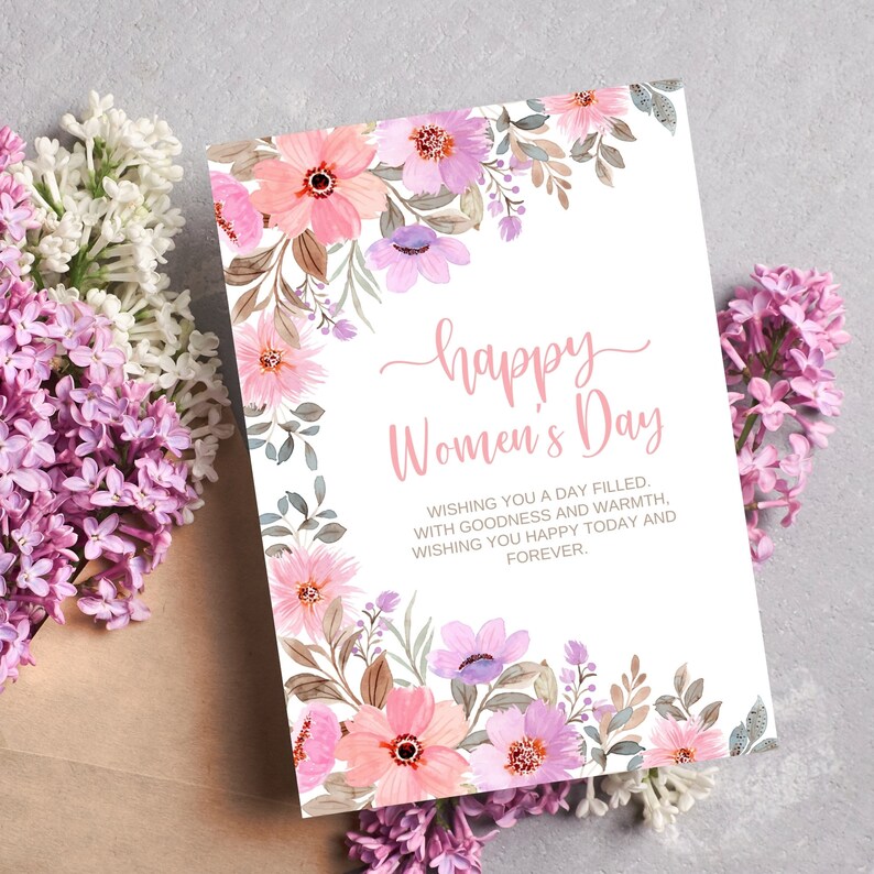 4x6inches Happy International Women's Day Pink Greeting Card Celebrate ...