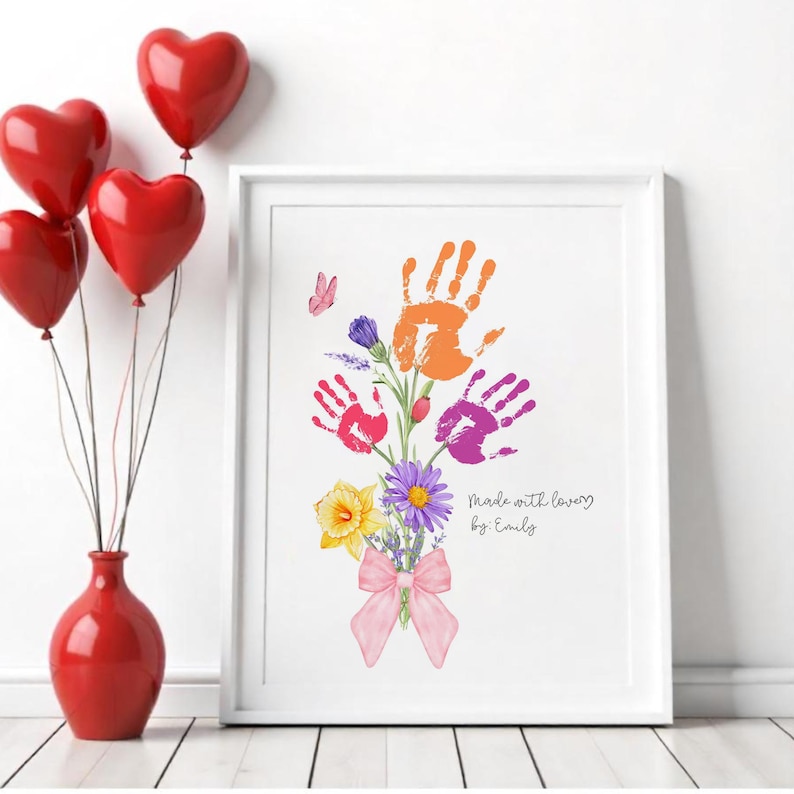 Printable Bouquet Handprint Craft, Mother's Day Gift Art, Valentines ...