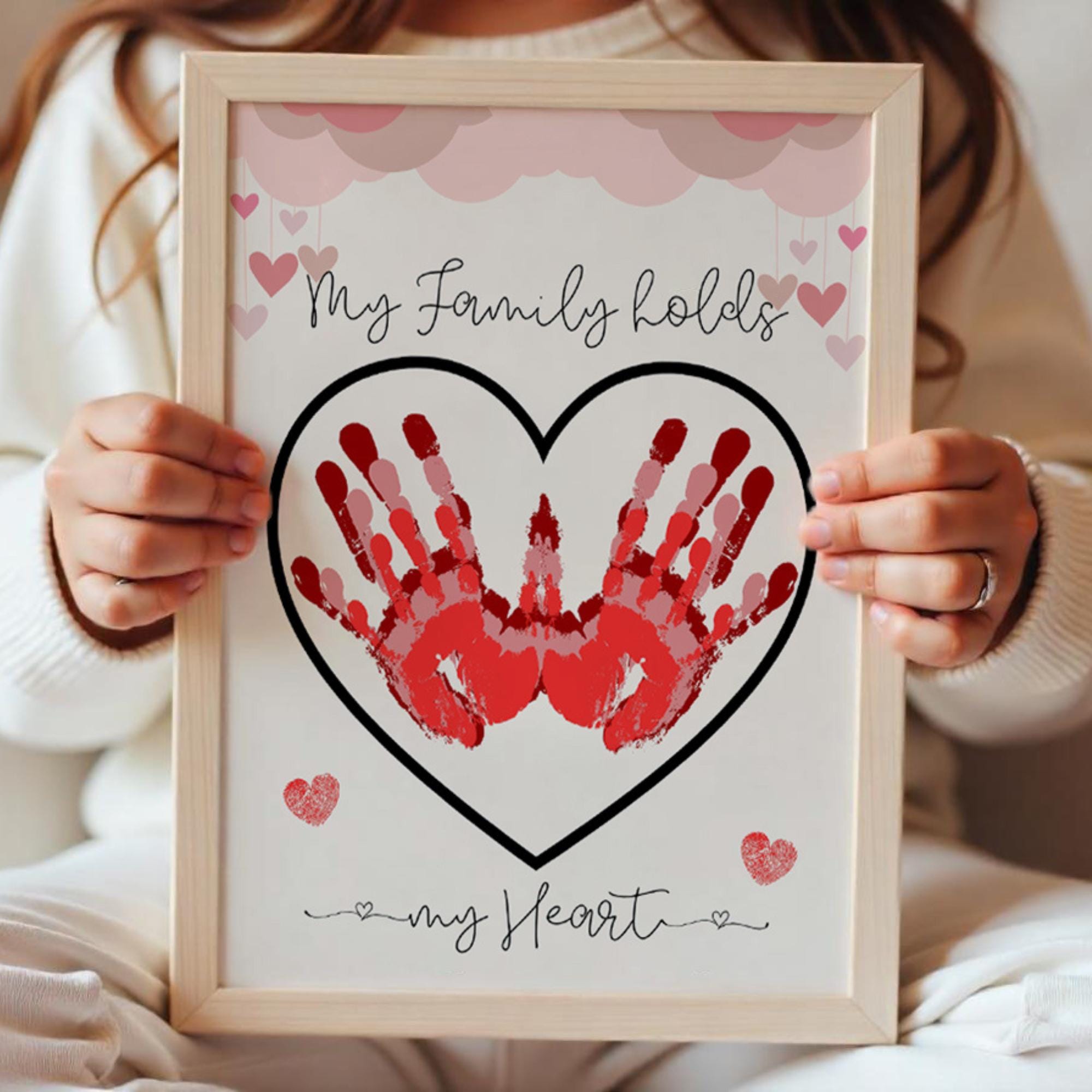 Printable Valentine Handprint Art, Valentines Heart Craft, Valentines ...