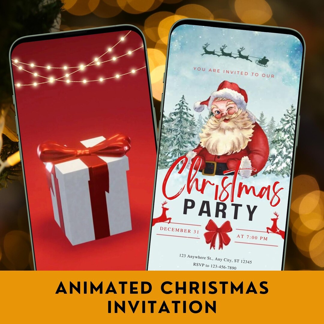 Editable Animated Christmas Party Invitation Digital Template Etsy