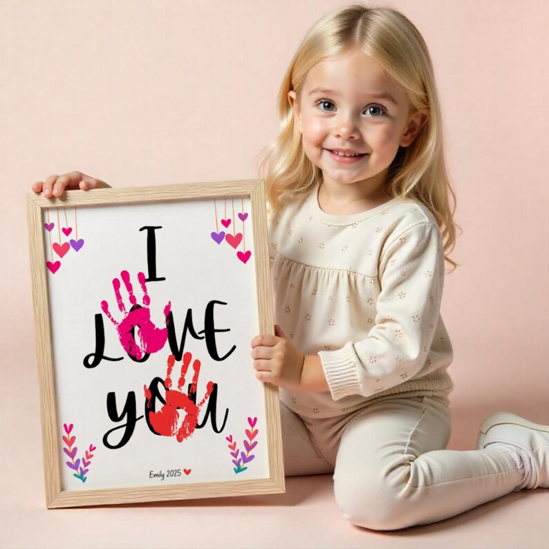Printable Valentine Handprint Art, Valentine Birthday Gift Craft, I ...