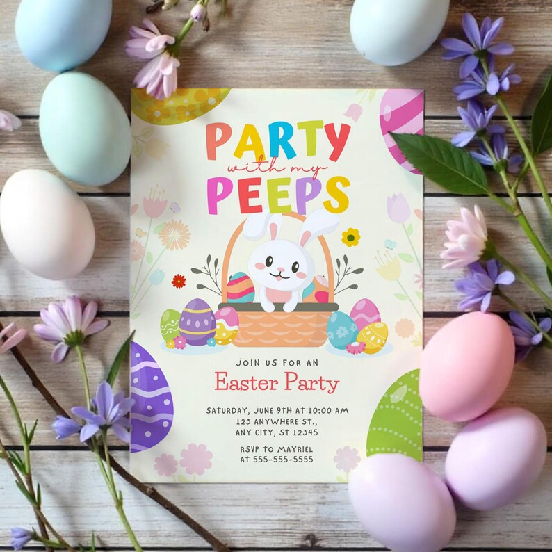 Editable Party With My Peeps Invitation, Easter Party Invitation ...