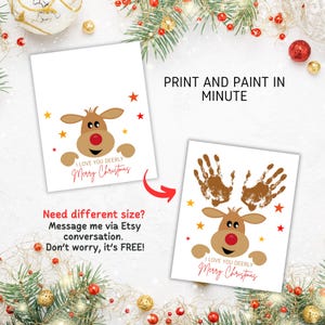 Printable Christmas Handprint Art, Christmas Reindeer Craft, Christmas ...