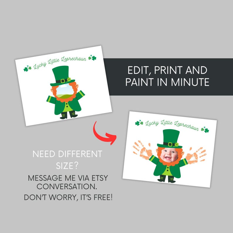 Editable St Patrick's Handprint, St Patricks Photo Art, Lucky Little ...