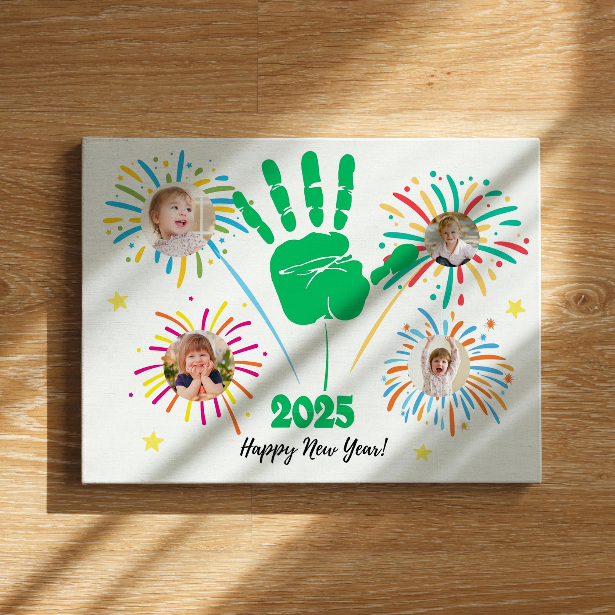 2025 New Year Handprint, Firework New Year Handprint, New Year Photo ...