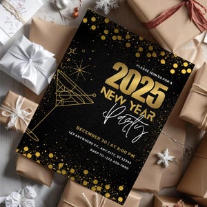 Editable New Year Party Invitation, 2025 Party Invitation, New Year Eve ...