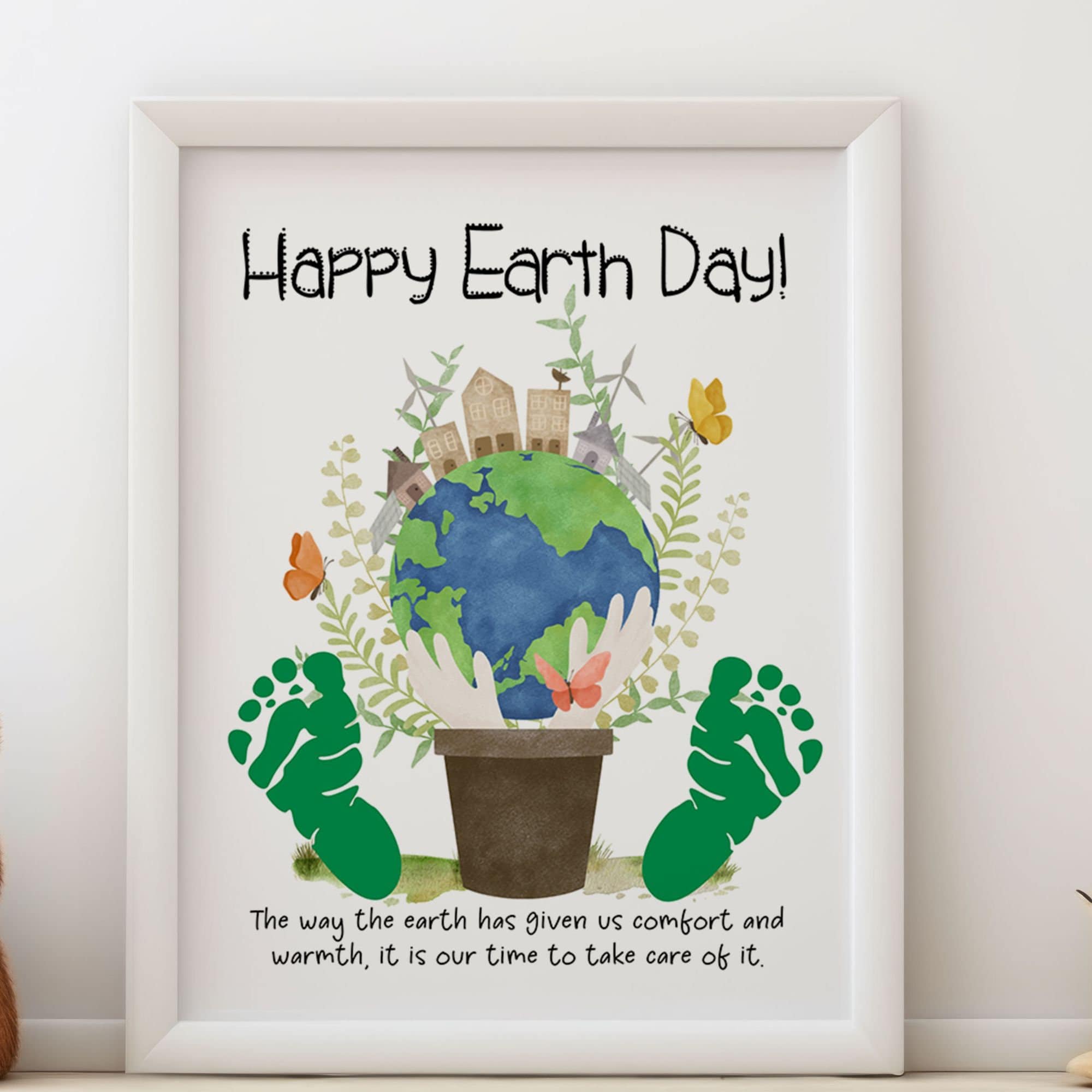 Happy Earth Day Craft for Kids Preschool Footprint Art Activity for ...