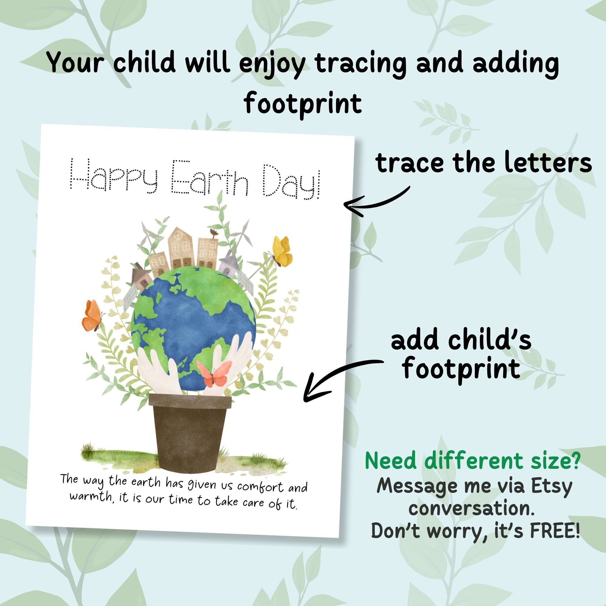 Earth Day Footprint Craft, Kids Art Activity (digital Download) - Etsy
