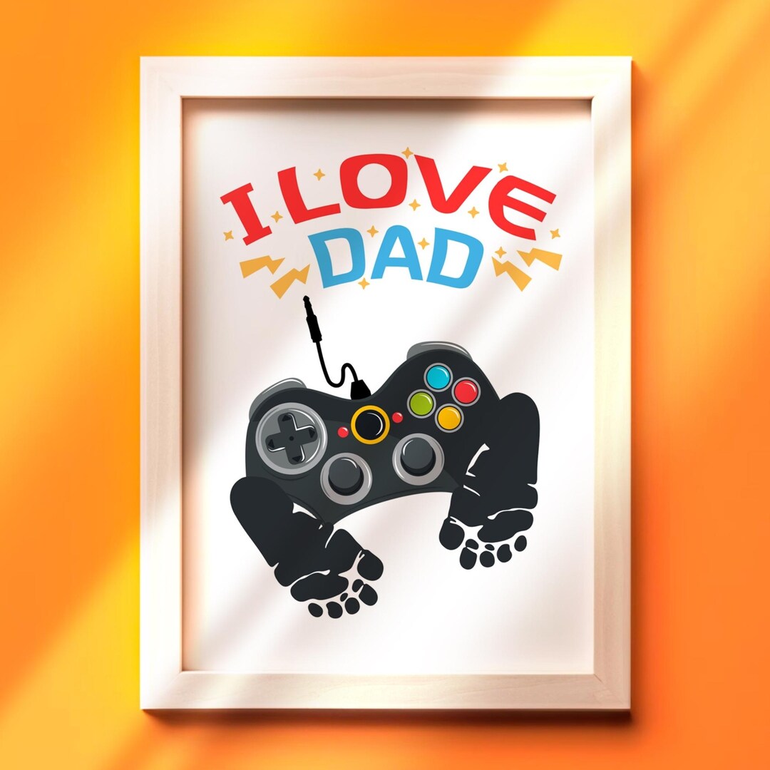 Printable Video Game Footprint, Dad Birthday Footprint Art, Father's ...
