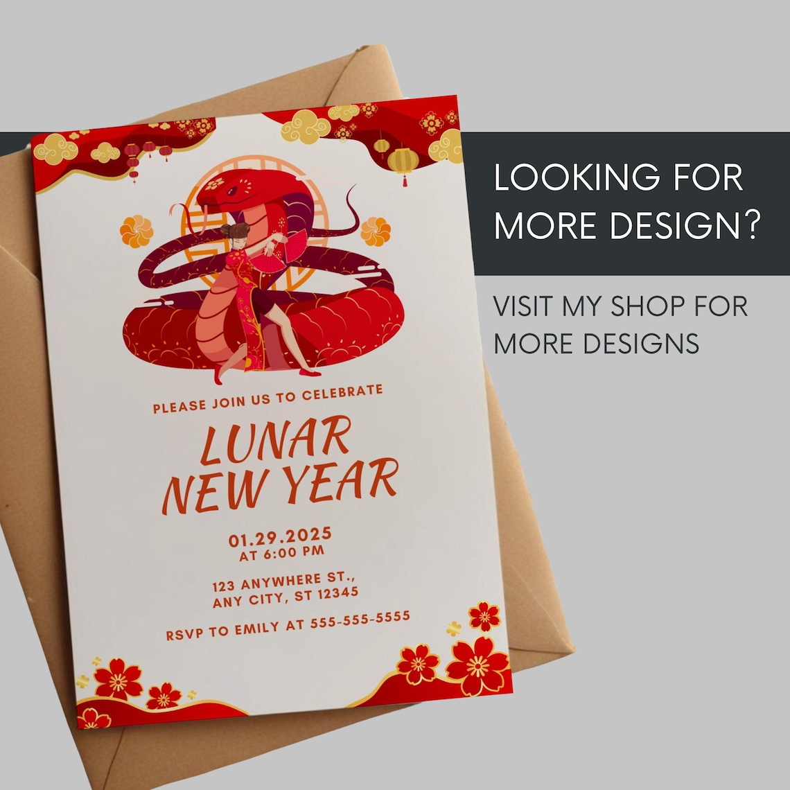 Editable Lunar New Year Invitation, Chinese New Year Invitation, Lunar ...