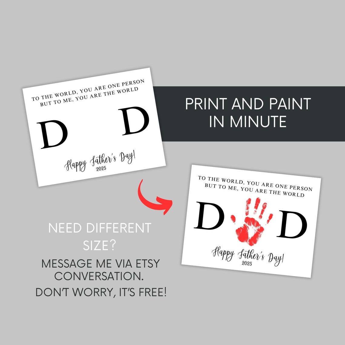 Printable Father's Day Handprint Art, Dad Handprint Craft, Birthday ...