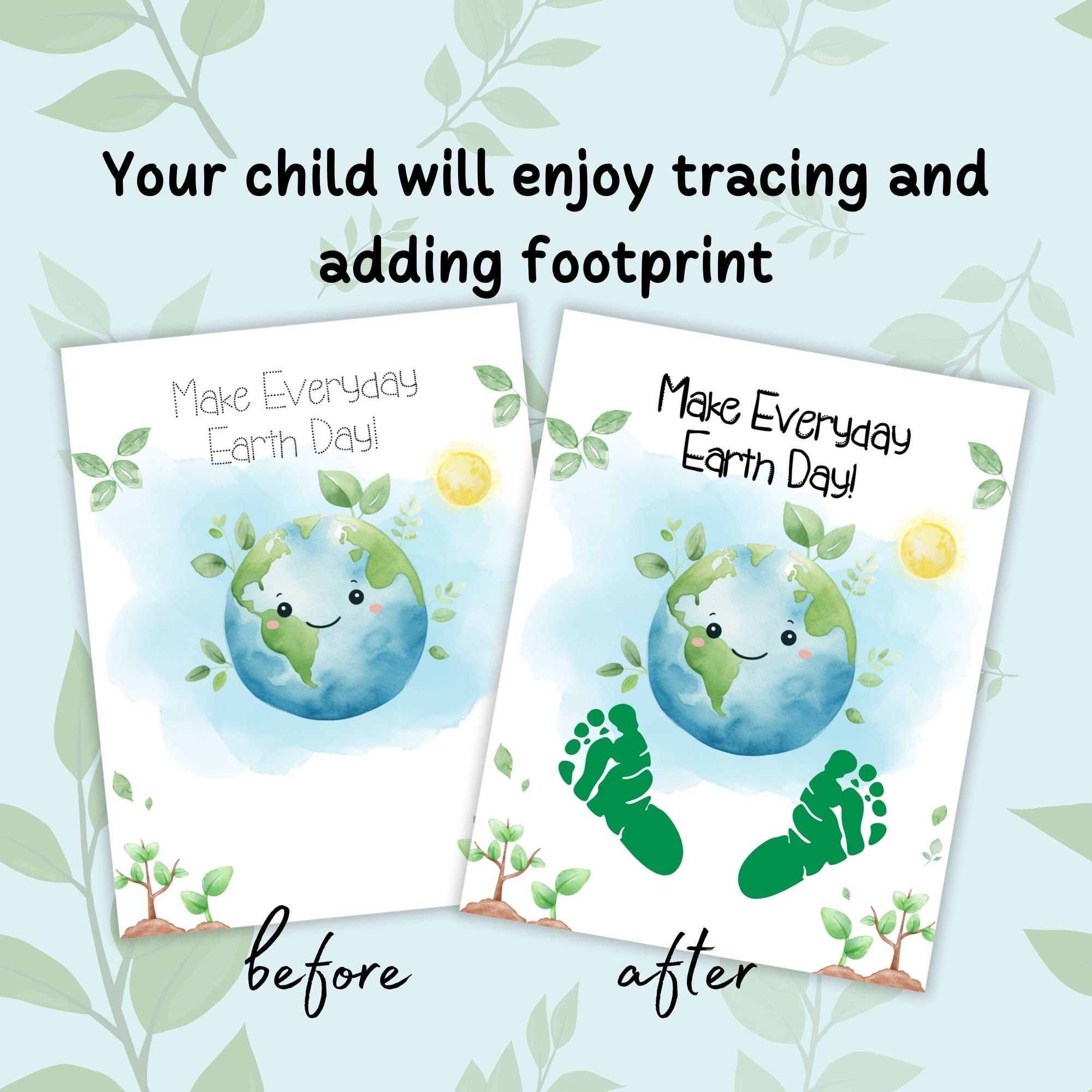 Earth Day Craft for Kids Activity Preschool Footprint Art for School ...