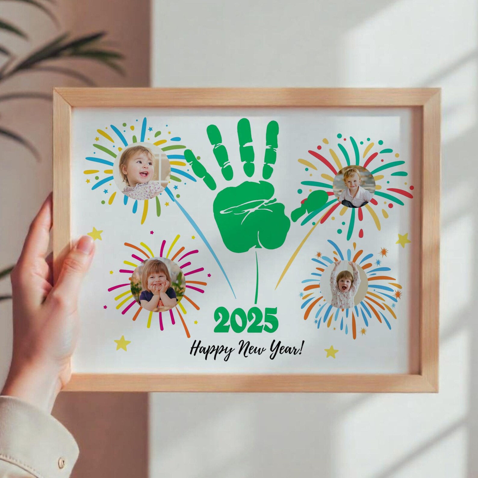 2025 New Year Handprint, Firework New Year Handprint, New Year Photo ...