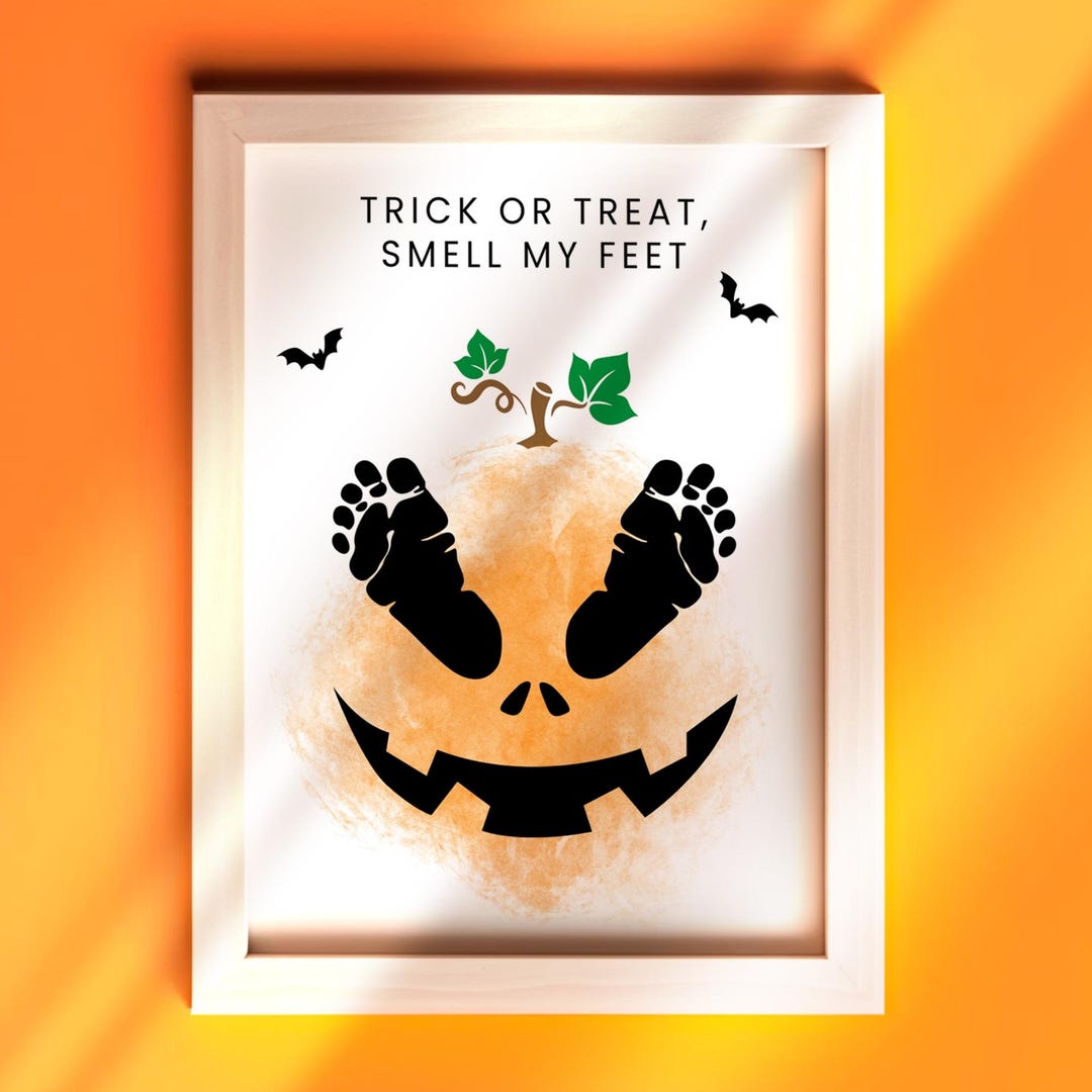 Printable Pumpkin Halloween Footprint, Baby Pumpkin Footprint Art ...
