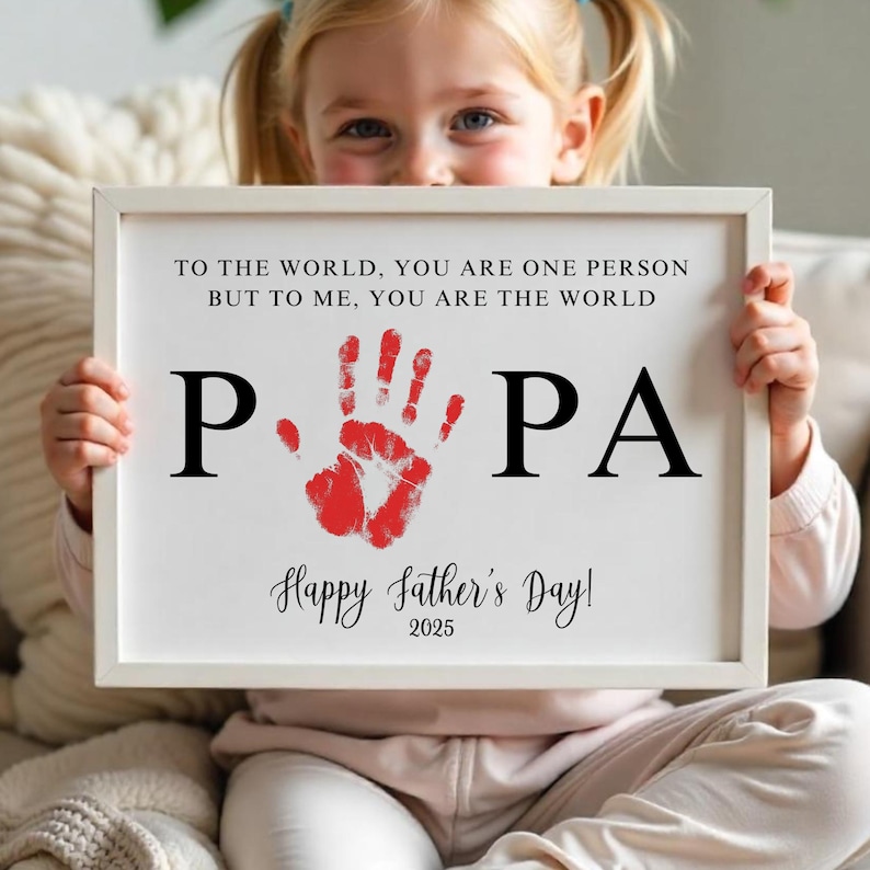 Printable Fathers Day Art, Papa Handprint Art, Fathers Day Handprint ...