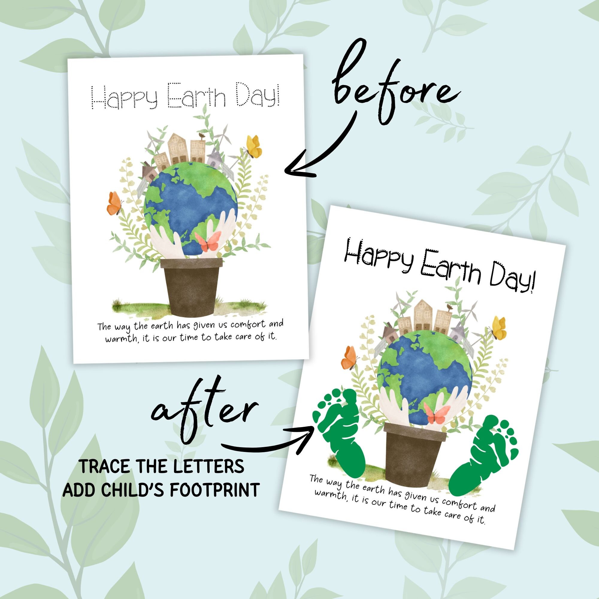 Happy Earth Day Craft for Kids Preschool Footprint Art Activity for ...
