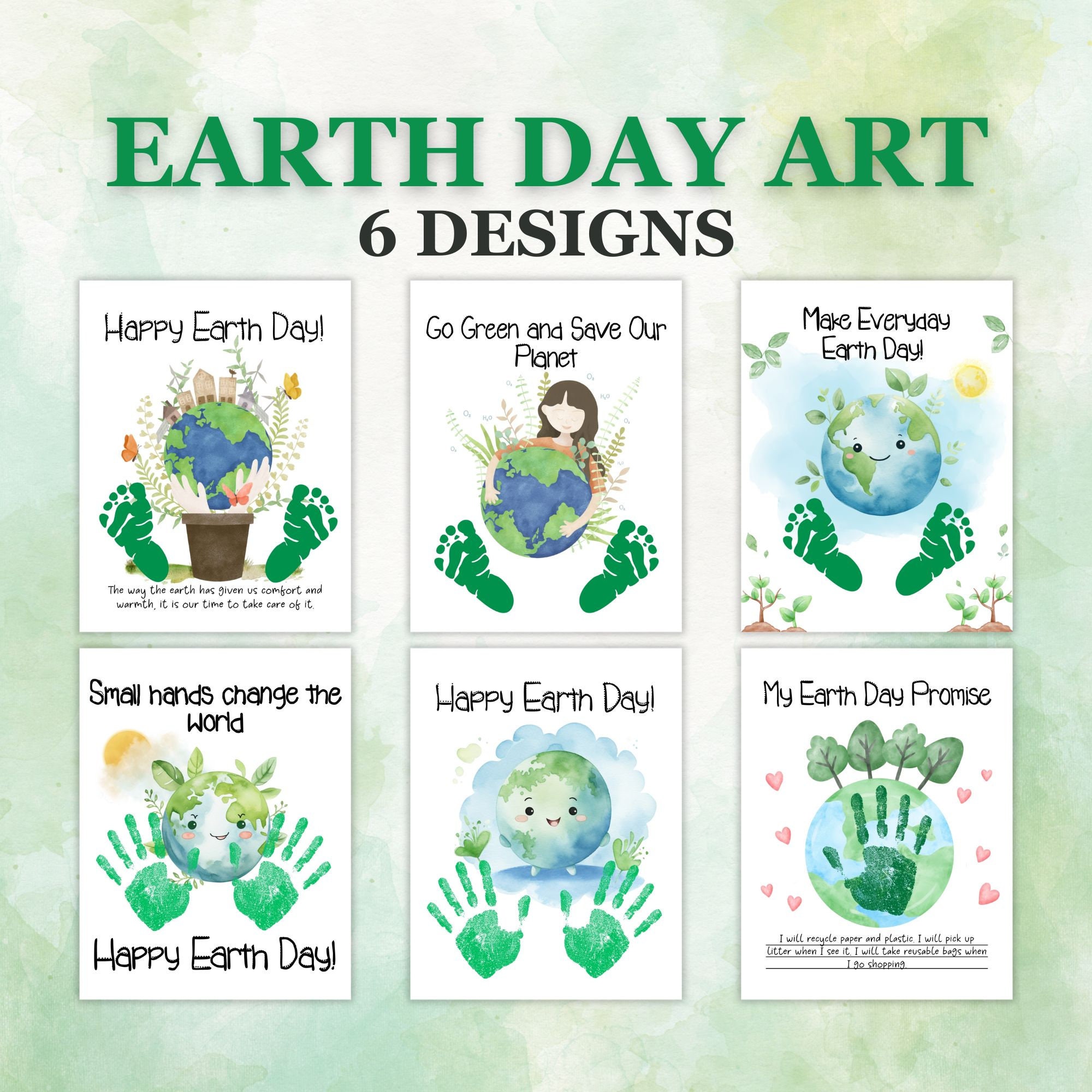 Happy Earth Day Handprint Art for Kids Preschool Printable Activity Art ...