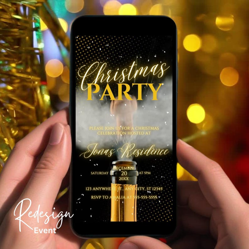 Editable Christmas Party Evite, Electronic Invitation (digital) - Etsy
