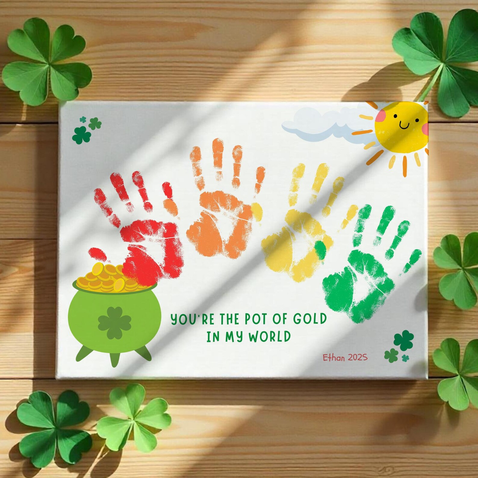 Printable St Patrick's Handprint Art, Pot of Gold Handprint Craft ...
