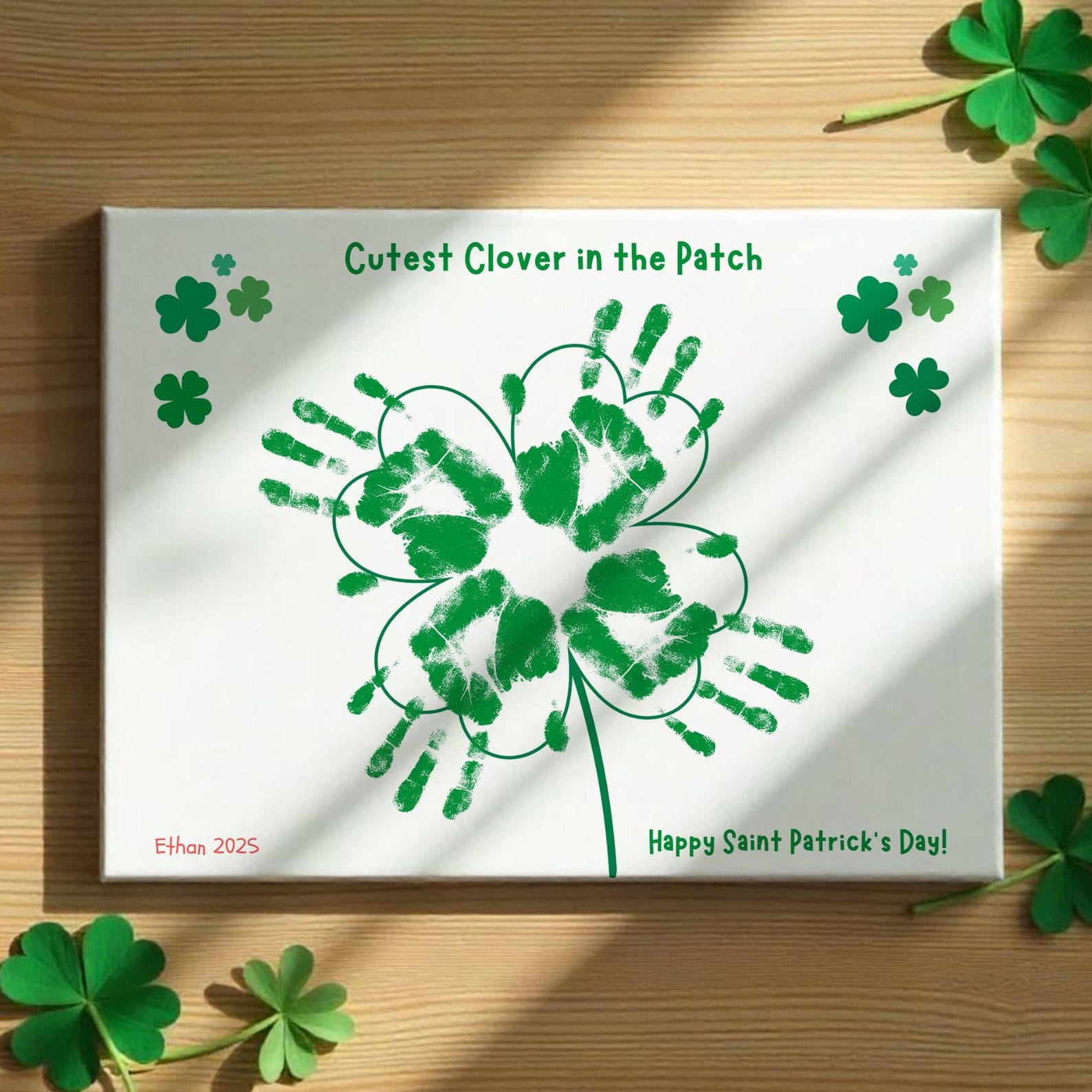 Printable Saint Patrick's Day Handprint, Saint Patrick Clover Handprint ...
