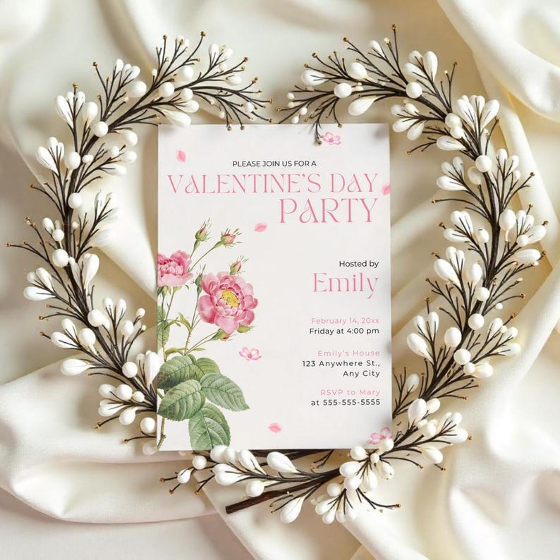 Editable Valentines Day Invitation, Valentines Day Party Invitation ...