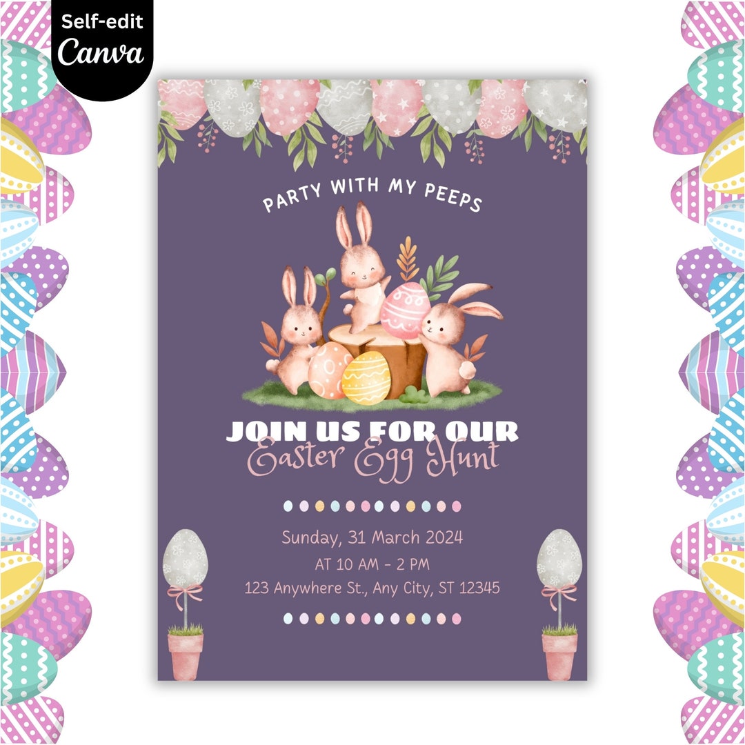 Editable Easter Egg Hunt Invitation Easter Treasure Hunt Party ...