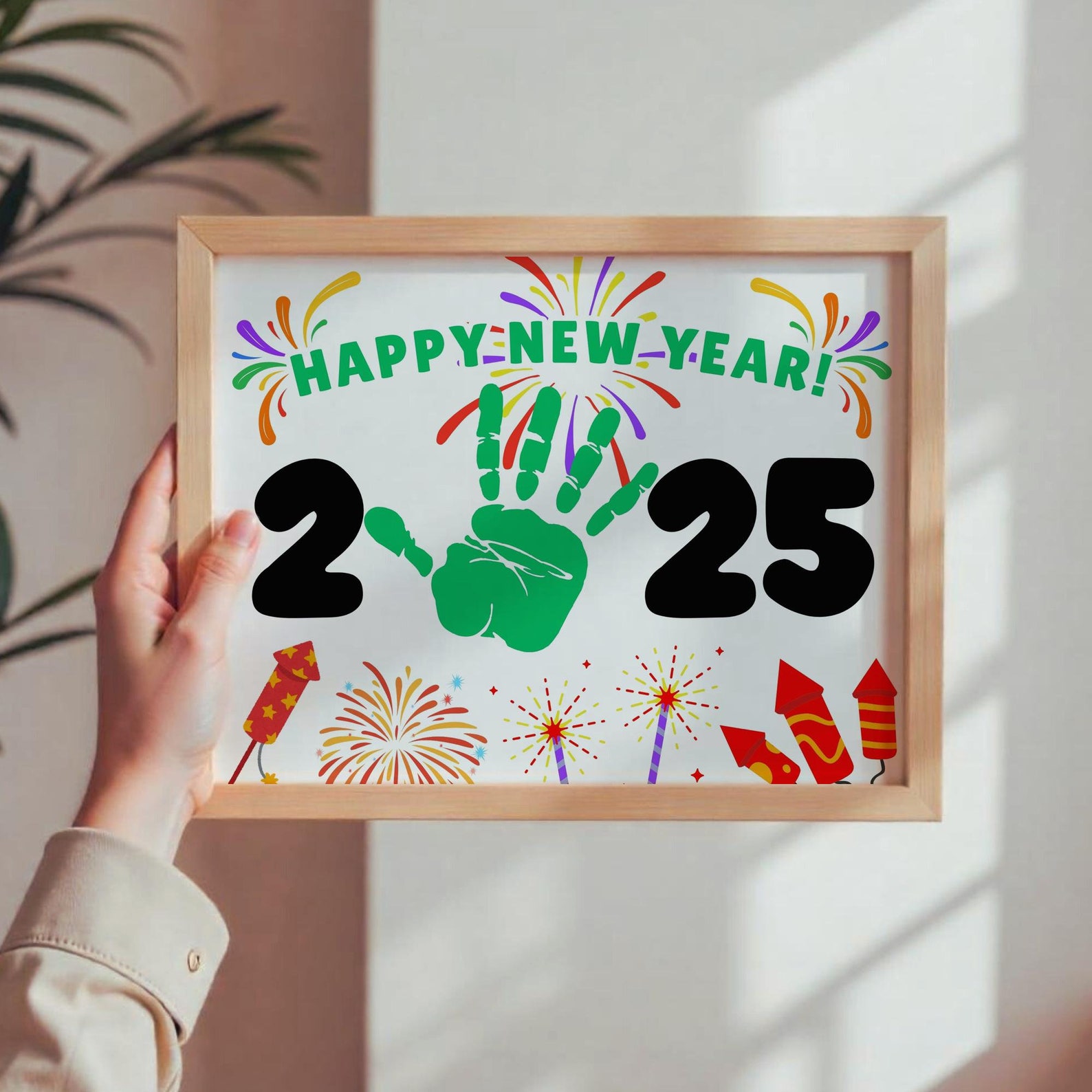 Printable Happy New Year Handprint, 2025 Handprint Art, Preschool ...