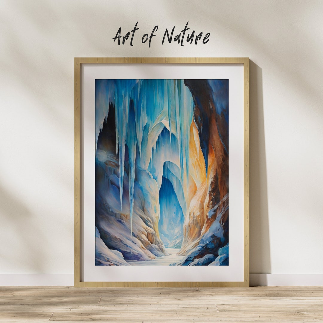 Ice Cave, Hidden Cavern, Winter, Paint, Digital Downloadable Art Prints ...