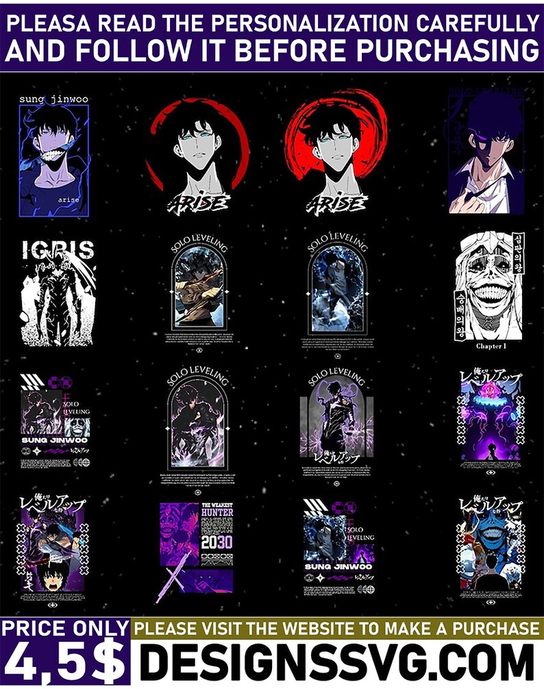 40 Solo Leveling Graphic Design Anime Png Print on Demand Printify ...