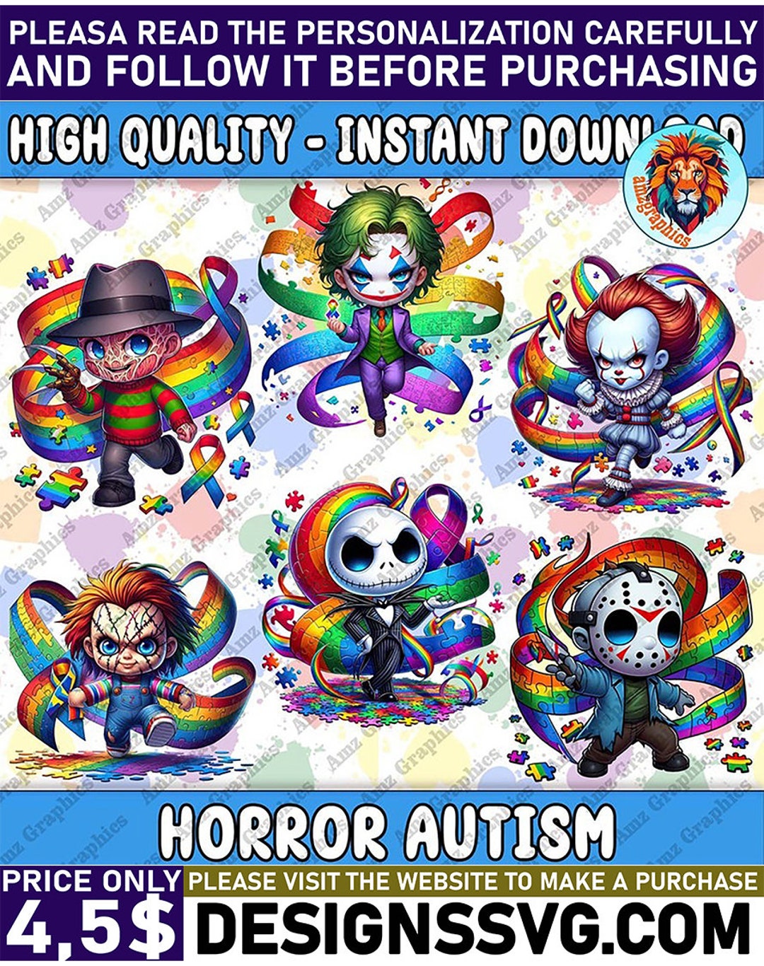 6 Autism Horro Killer Png Bundle, Autism Awareness Png, Awareness Png ...