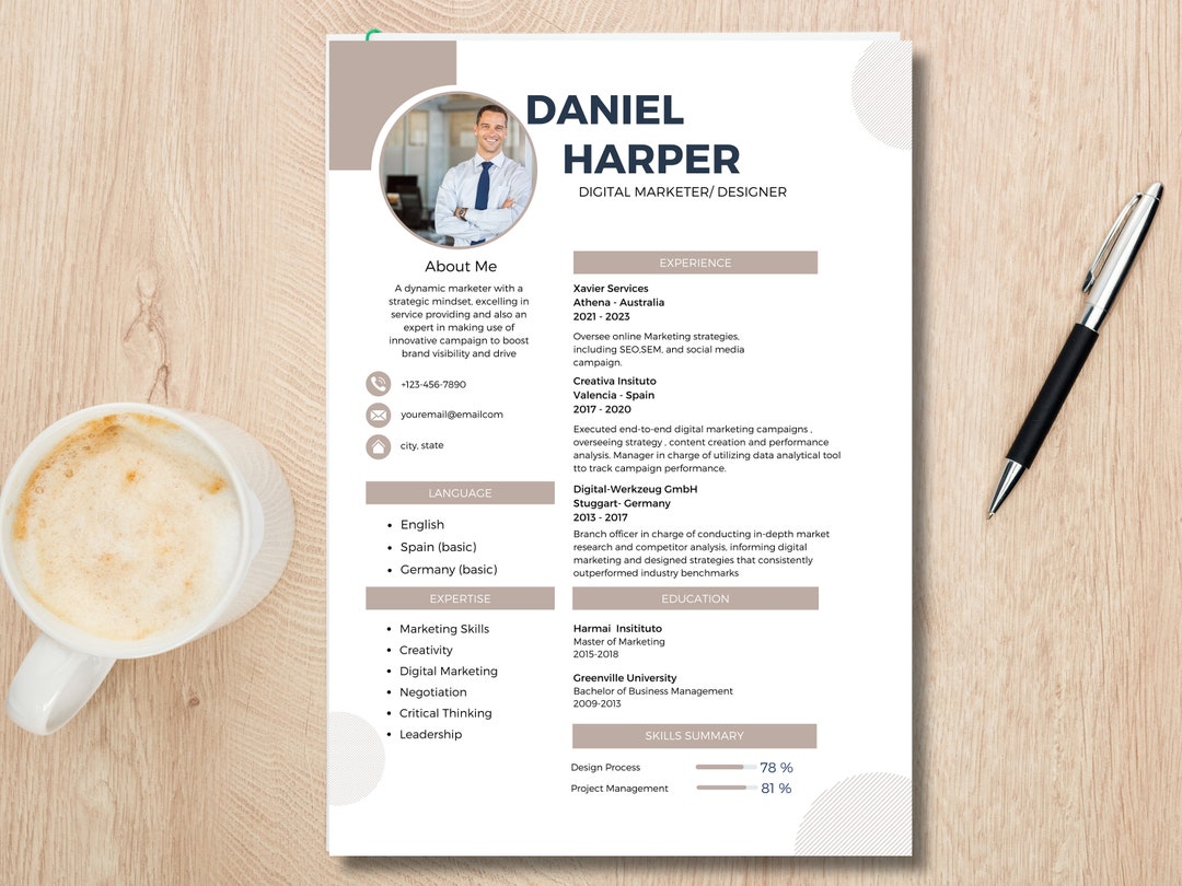 Elegant Resume Template Easy-to-customize Professional CV Layout Ideal ...