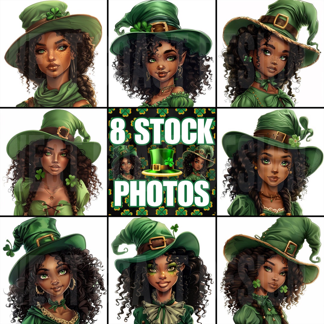 St. Patrick's Day, Black Female Leprechaun Bundle 1, Amazing Ai ...