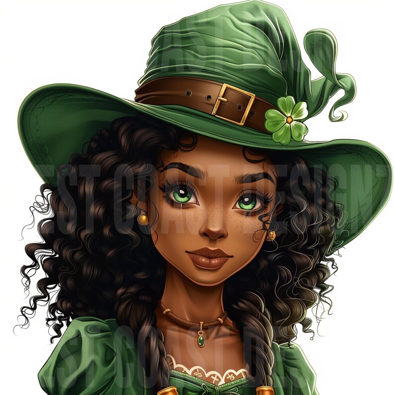 St. Patrick's Day, Black Female Leprechaun Bundle 1, Amazing Ai ...