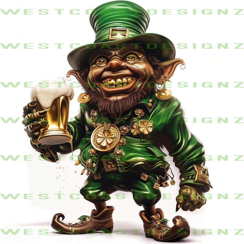 Turnt up Black Leprechaun With Beer Mug in Hand, St. Patrick's Day ...