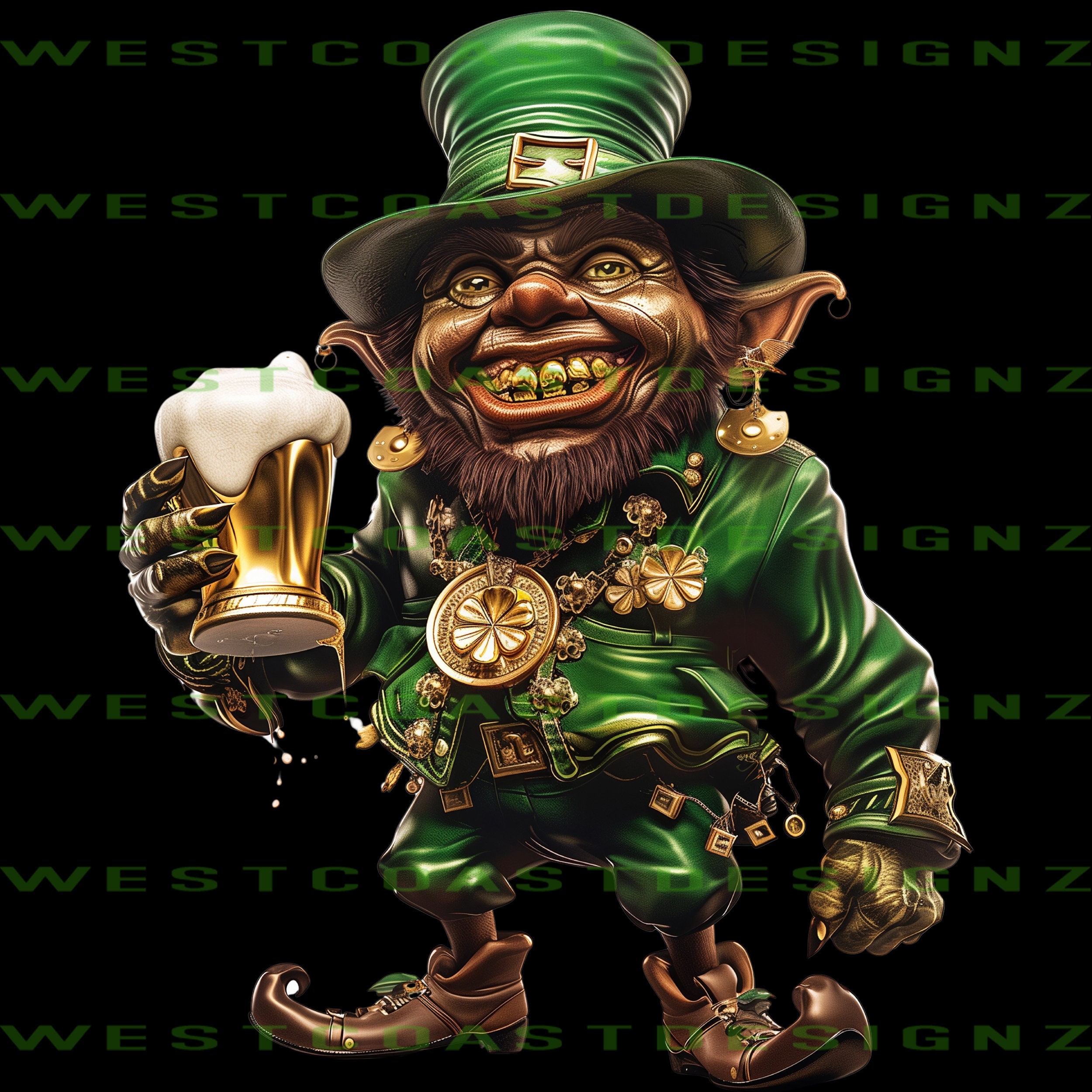 Turnt up Black Leprechaun With Beer Mug in Hand, St. Patrick's Day ...