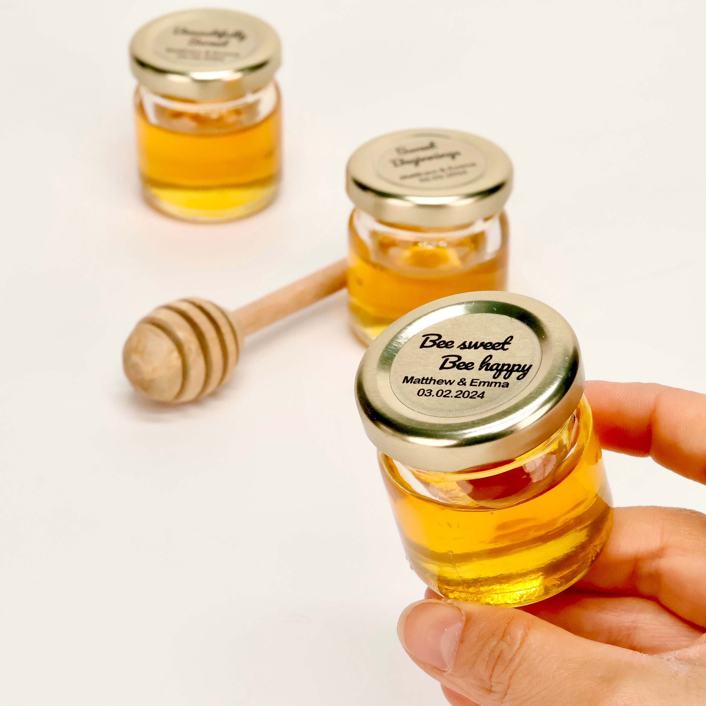 Rustic Jam Wedding Favors 100 PCS, Personalized Labels Honey Jar Favors ...