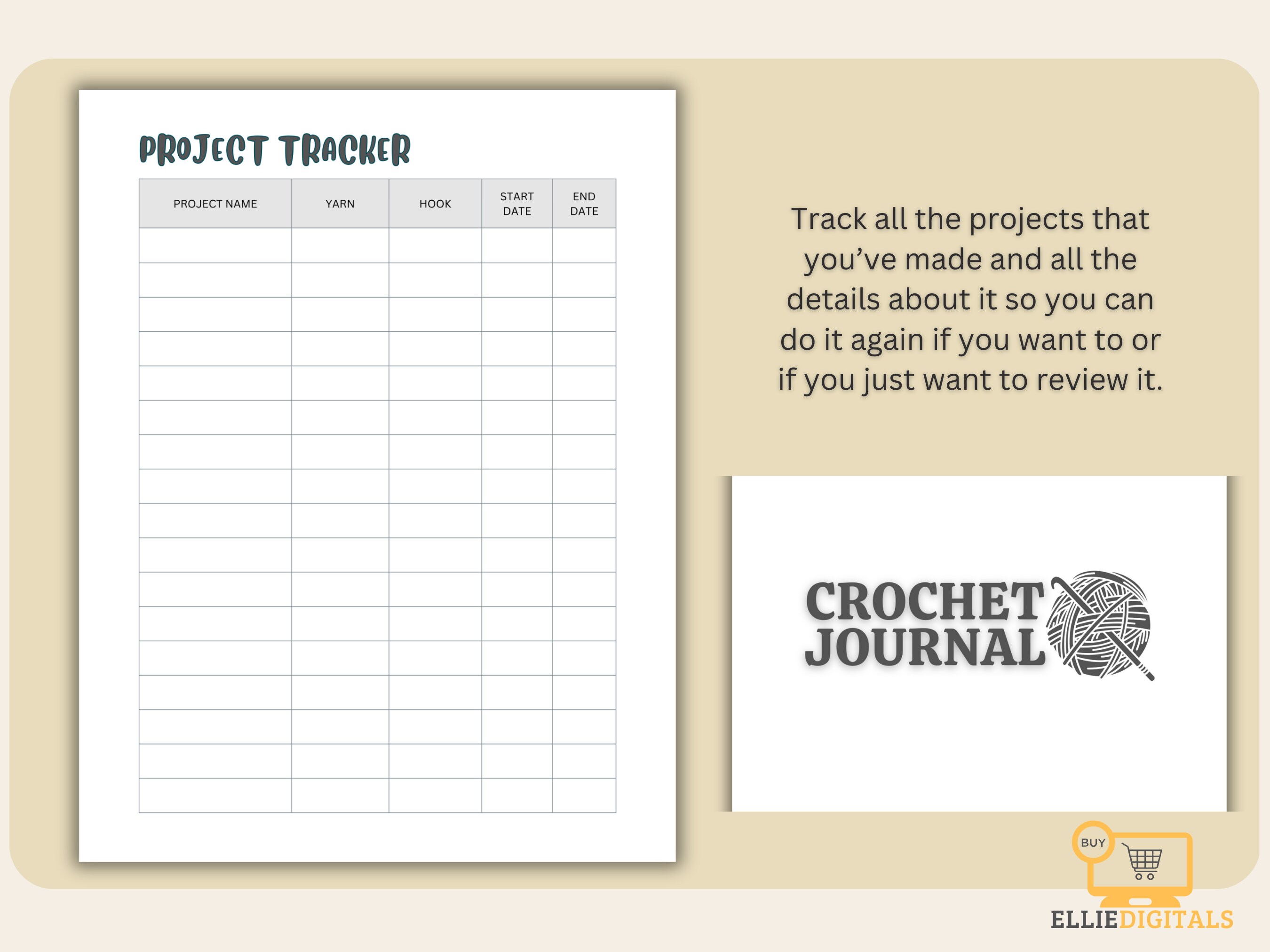 Crochet Planner Printable Crochet Journal Project Planner Handcraft ...