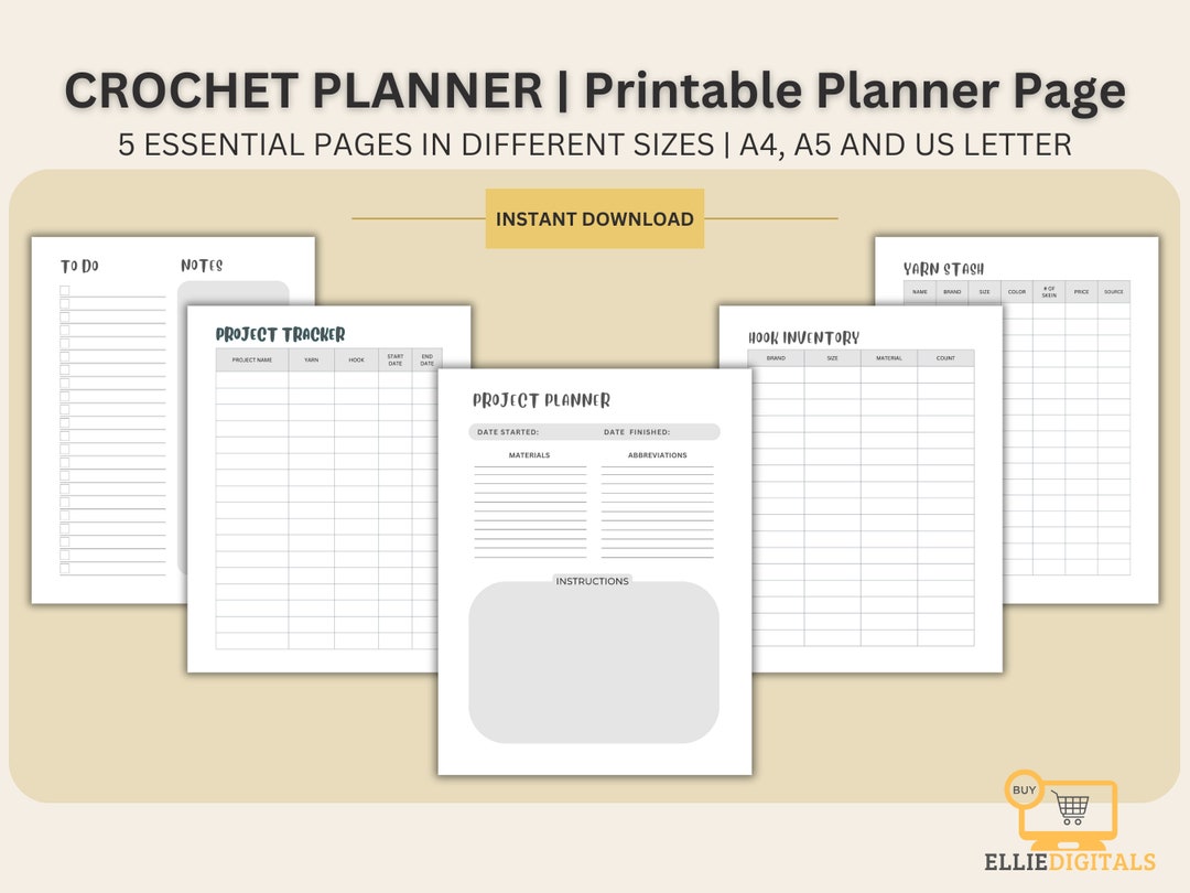 Crochet Planner Printable Crochet Journal Project Planner Handcraft ...