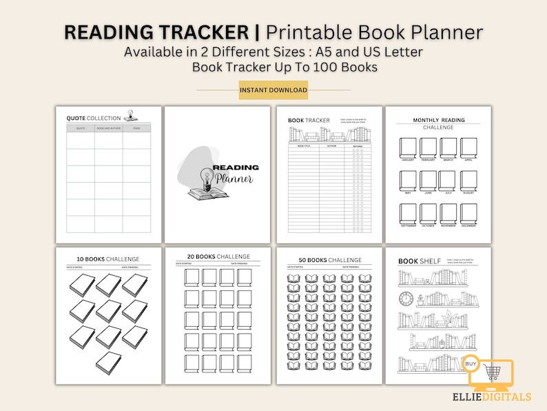 Reading Tracker Printable Book Planner Book Tracker Reading Habit ...