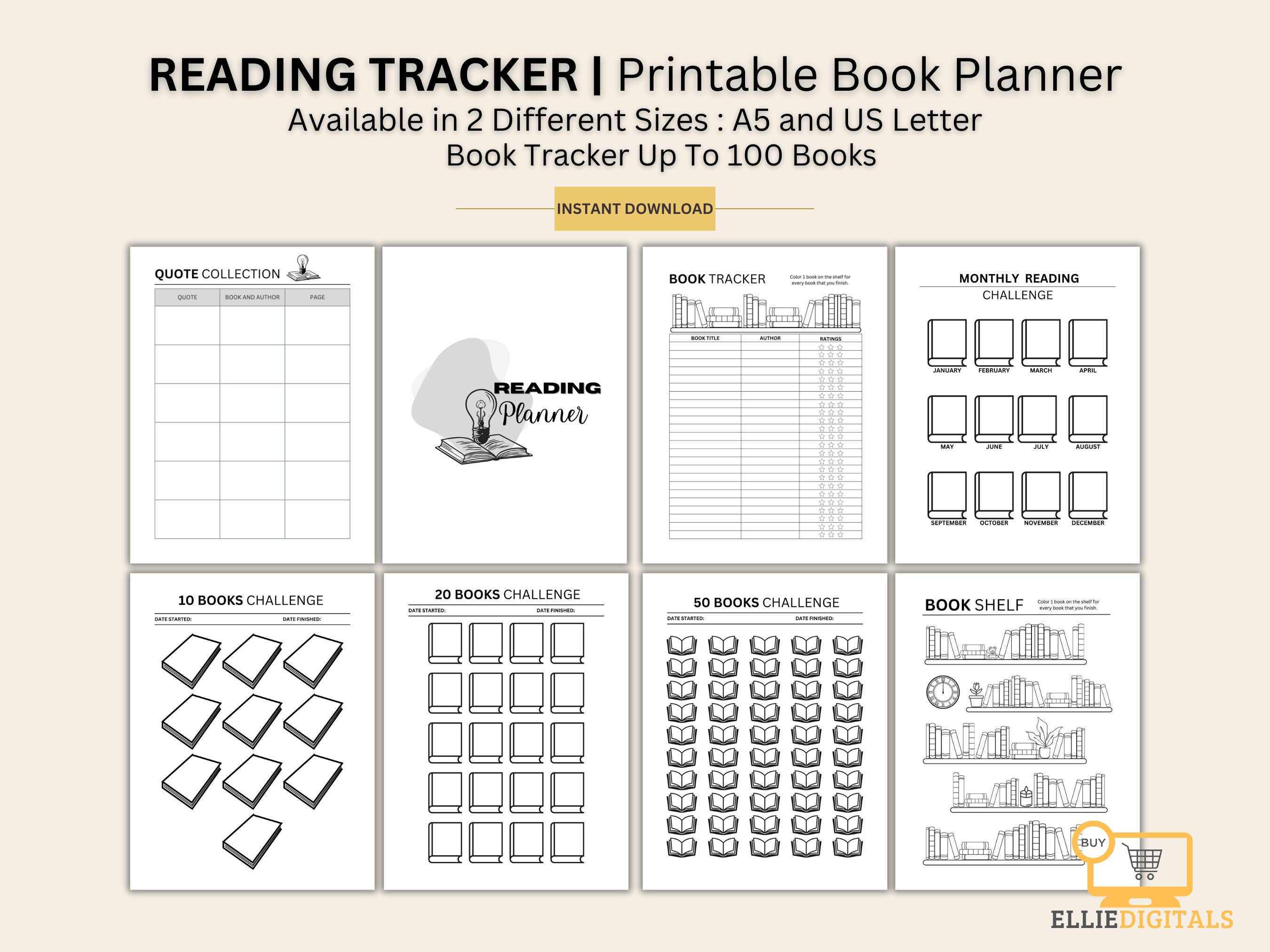 Reading Tracker Printable Book Planner Book Tracker Reading Habit ...