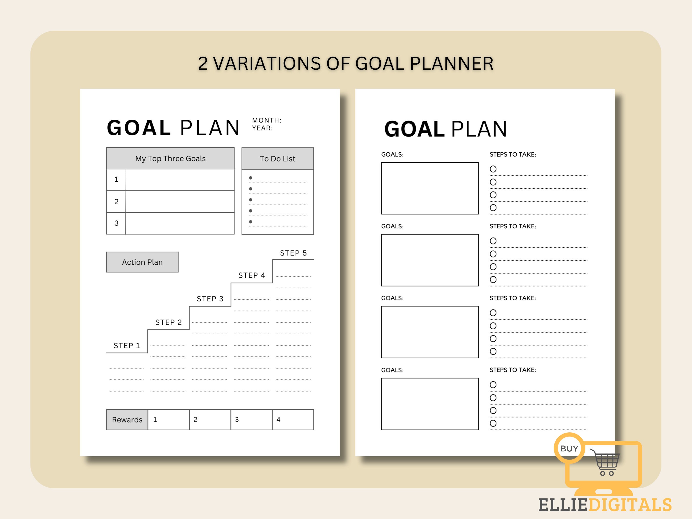 Goal Planner Printable Goal Setting Planner Productivity Tracker Goal ...