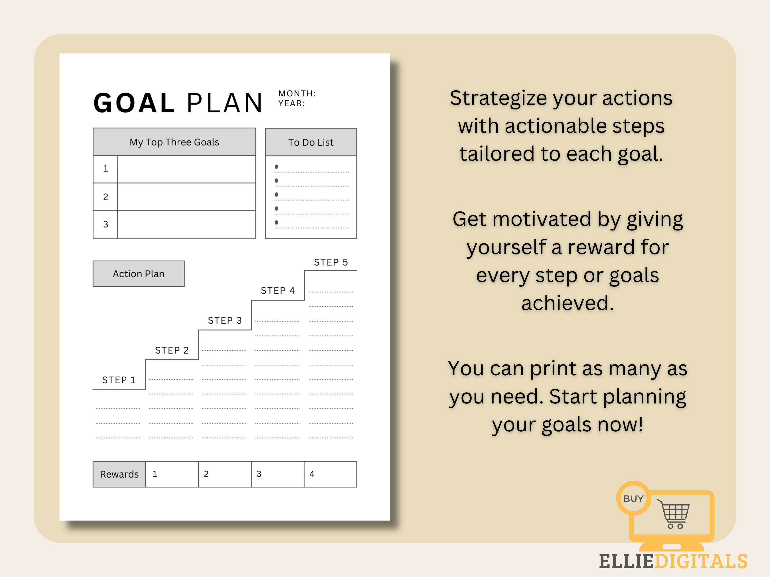 Goal Planner Printable Goal Setting Planner Productivity Tracker Goal ...