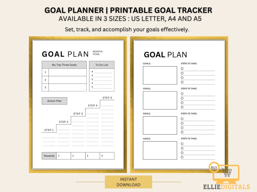 Goal Planner Printable Goal Setting Planner Productivity Tracker Goal ...