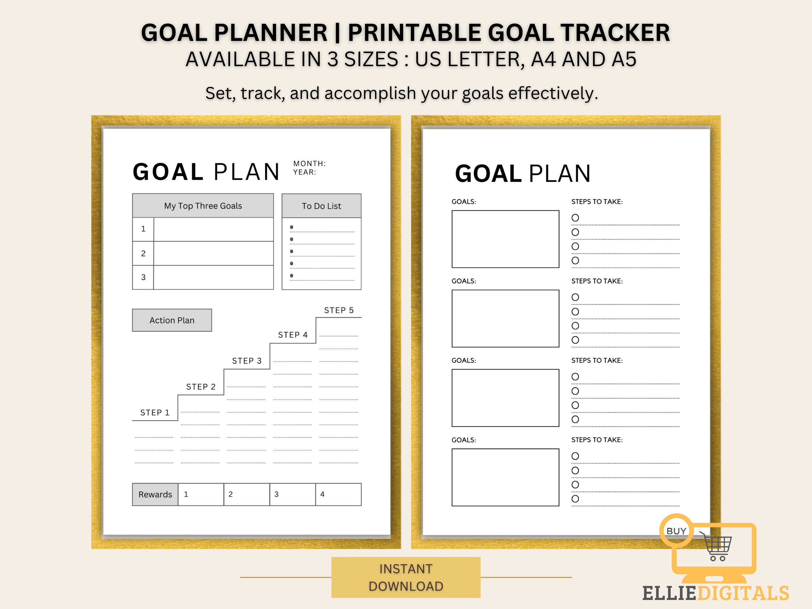 Goal Planner Printable Goal Setting Planner Productivity Tracker Goal ...