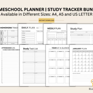 Homeschool Planner Printable Study Planner Bundle Lesson Plan Subject ...