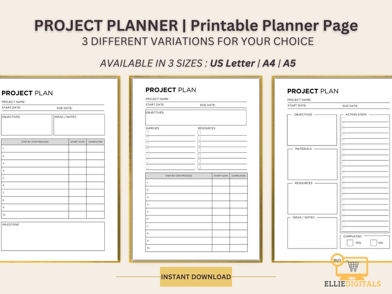 Project Planner Printable Project Planner Student Project Planner Task ...