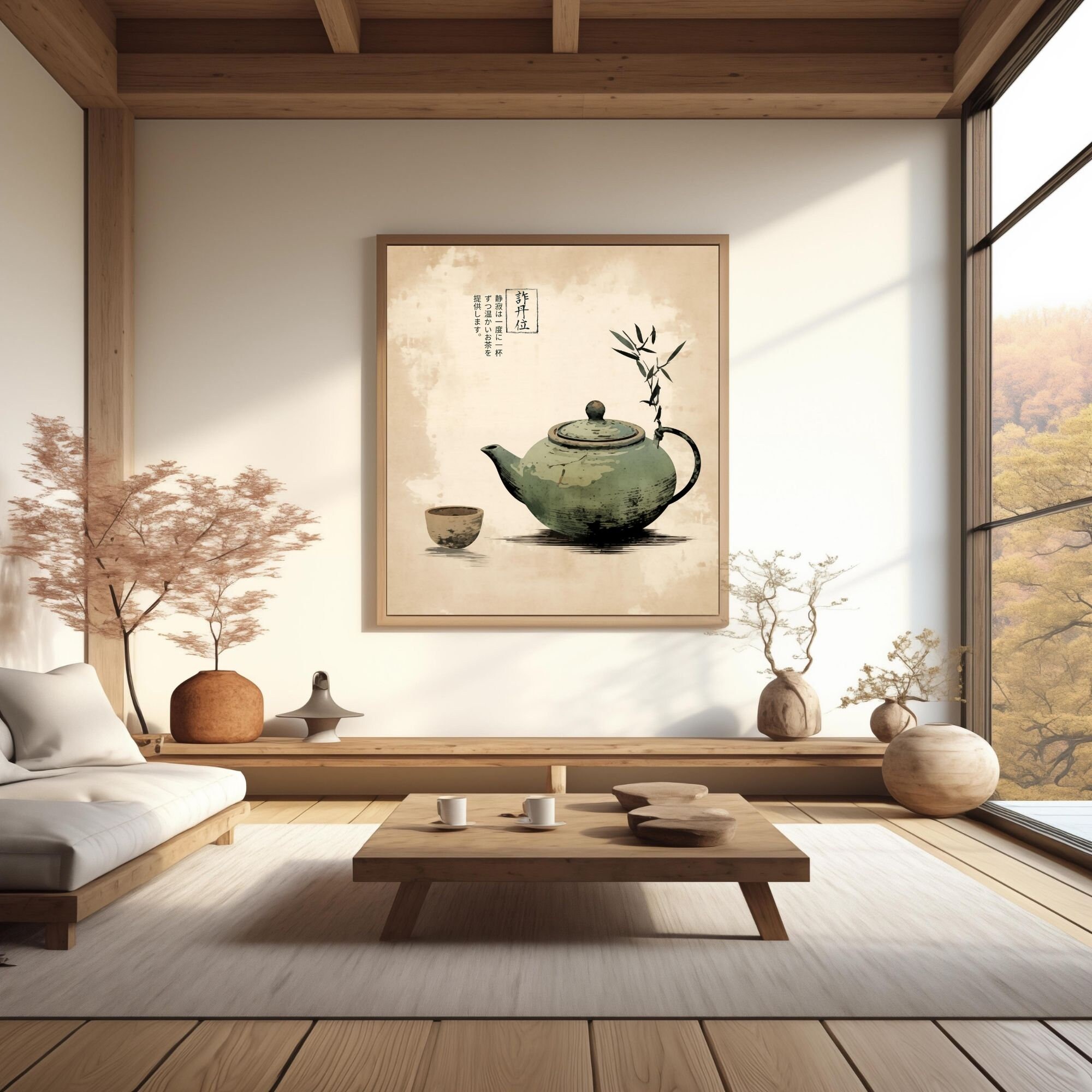 Vintage Japanese Tea Ceremony Art Traditional Teapot and Cup Set With ...