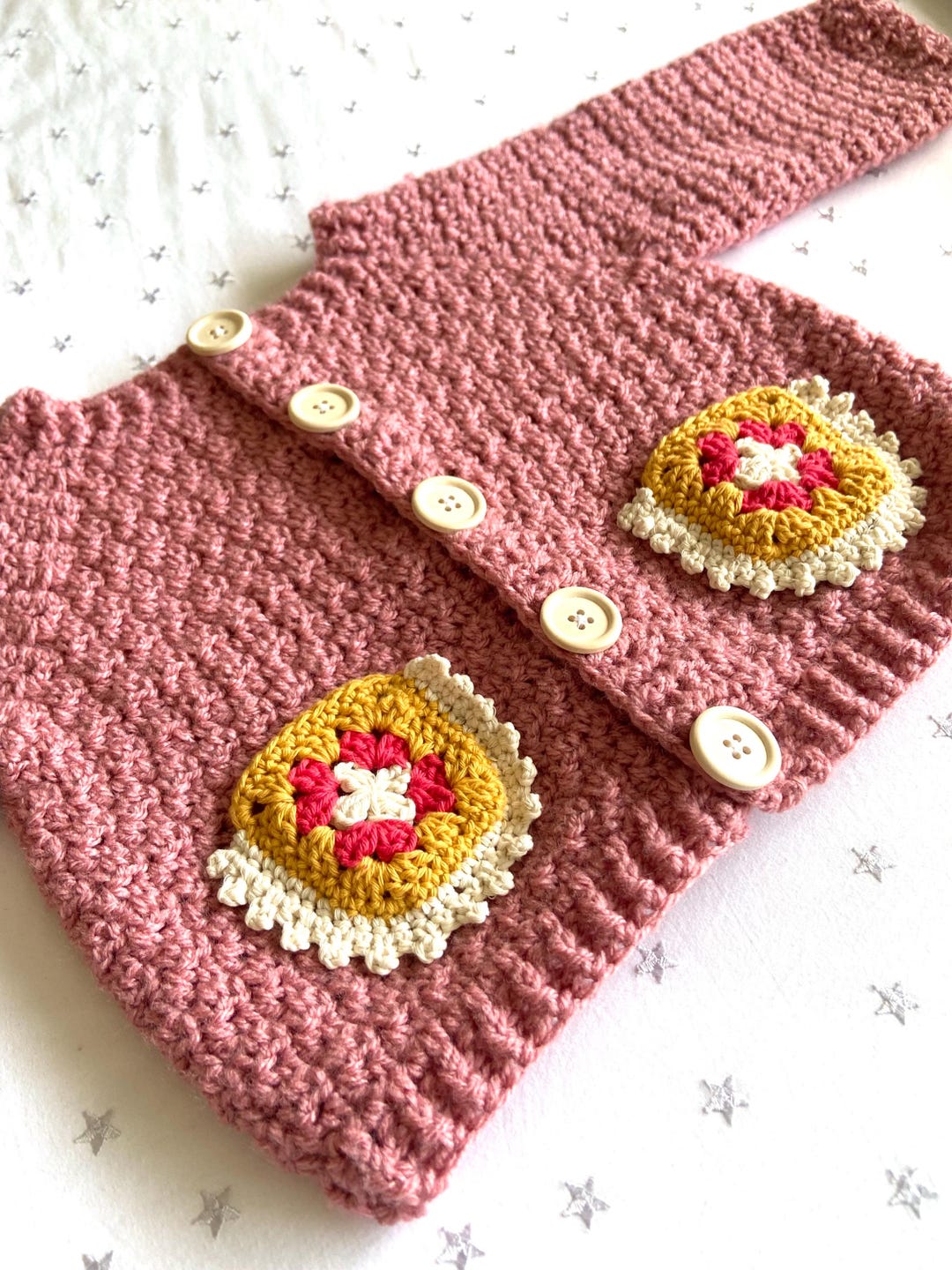 Granny Square Pocket Applique Pattern for Children’s Cardigans - Etsy
