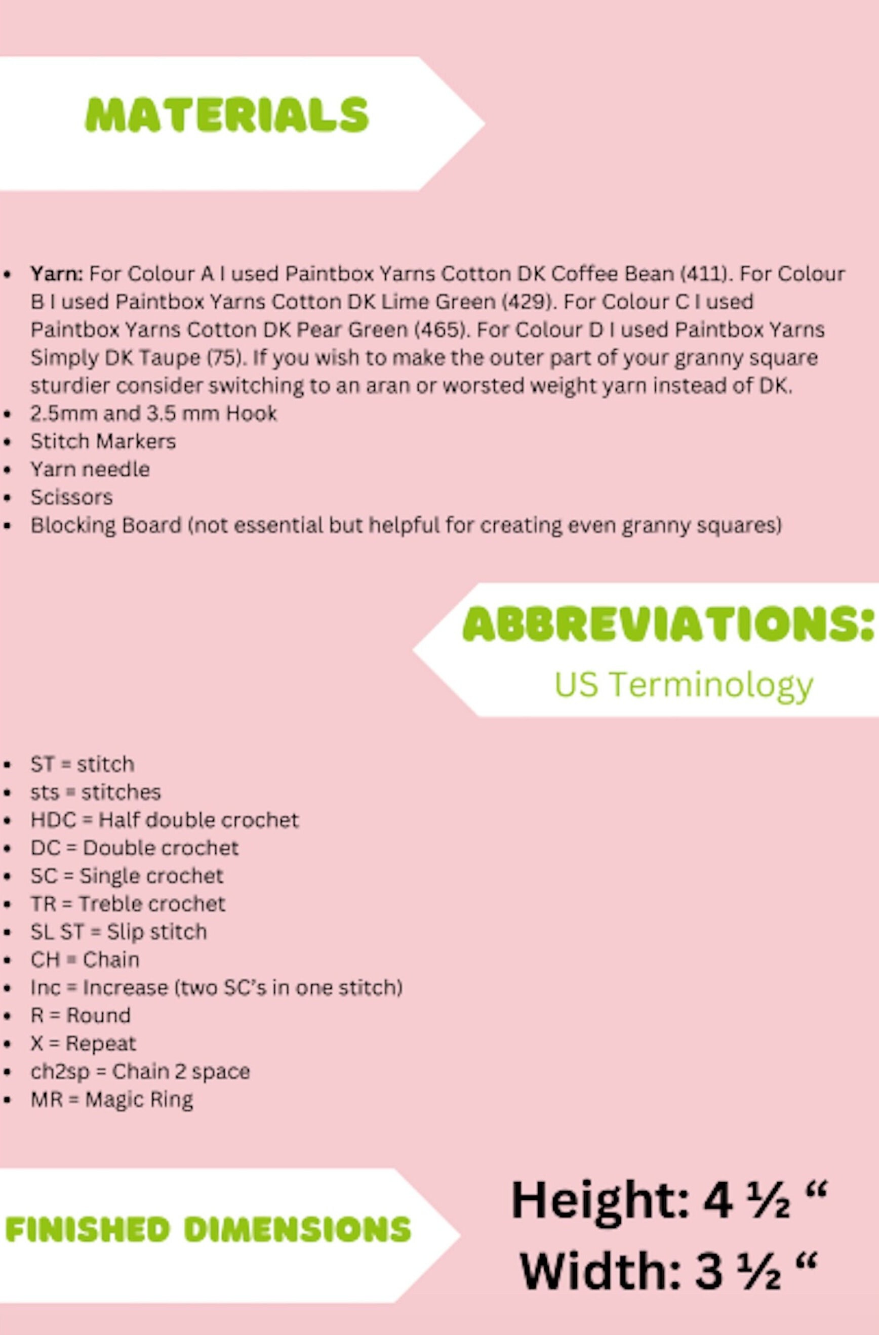 Avocado Granny Square Pattern - Etsy